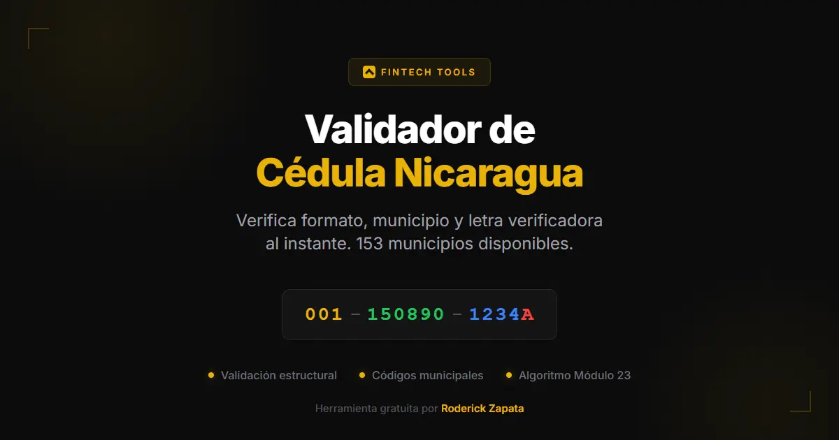 Validador de Cédulas Nicaragua y Códigos de Municipio